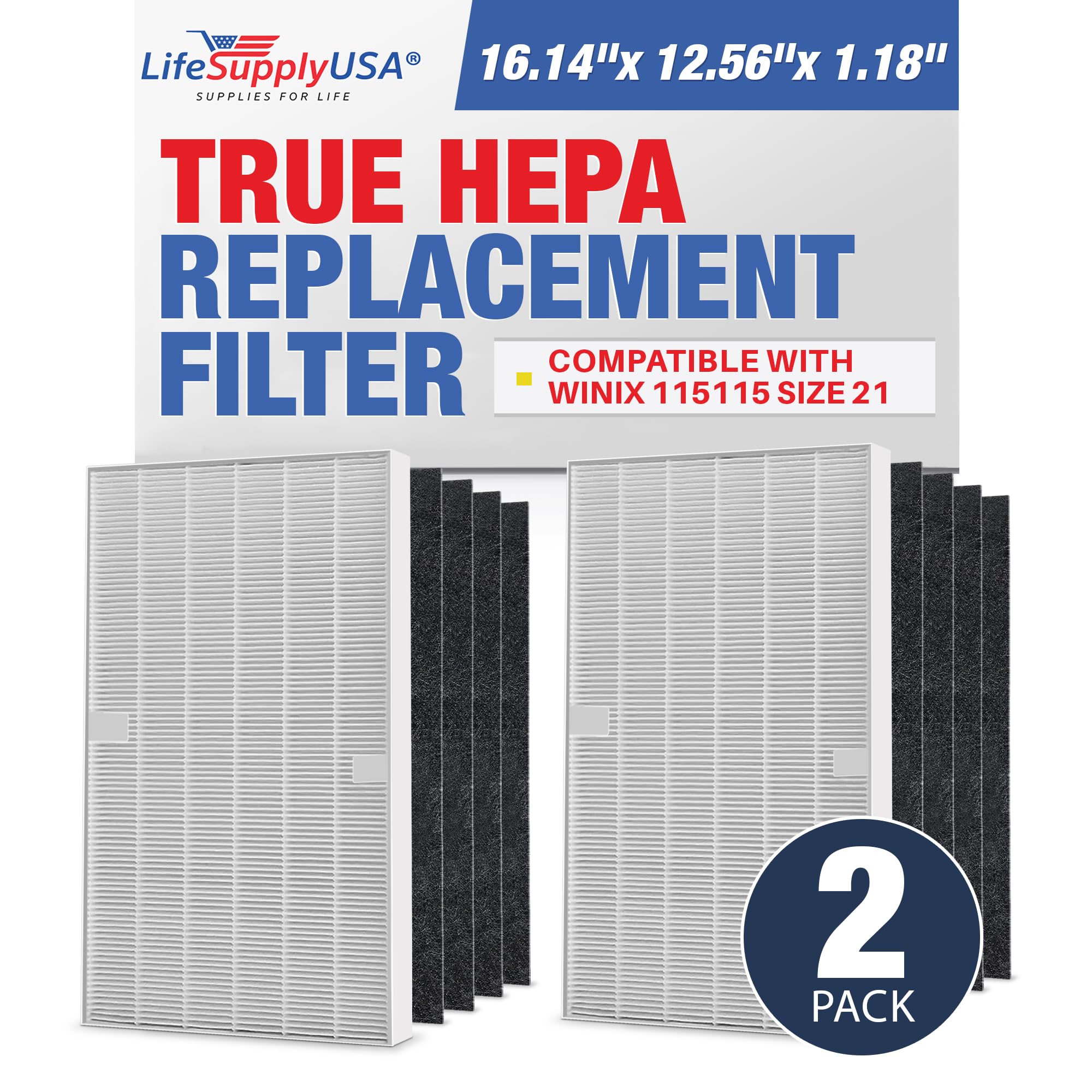 LifeSupplyUSA True HEPA Plus 4 Carbon Replacement Filters for Winix 11